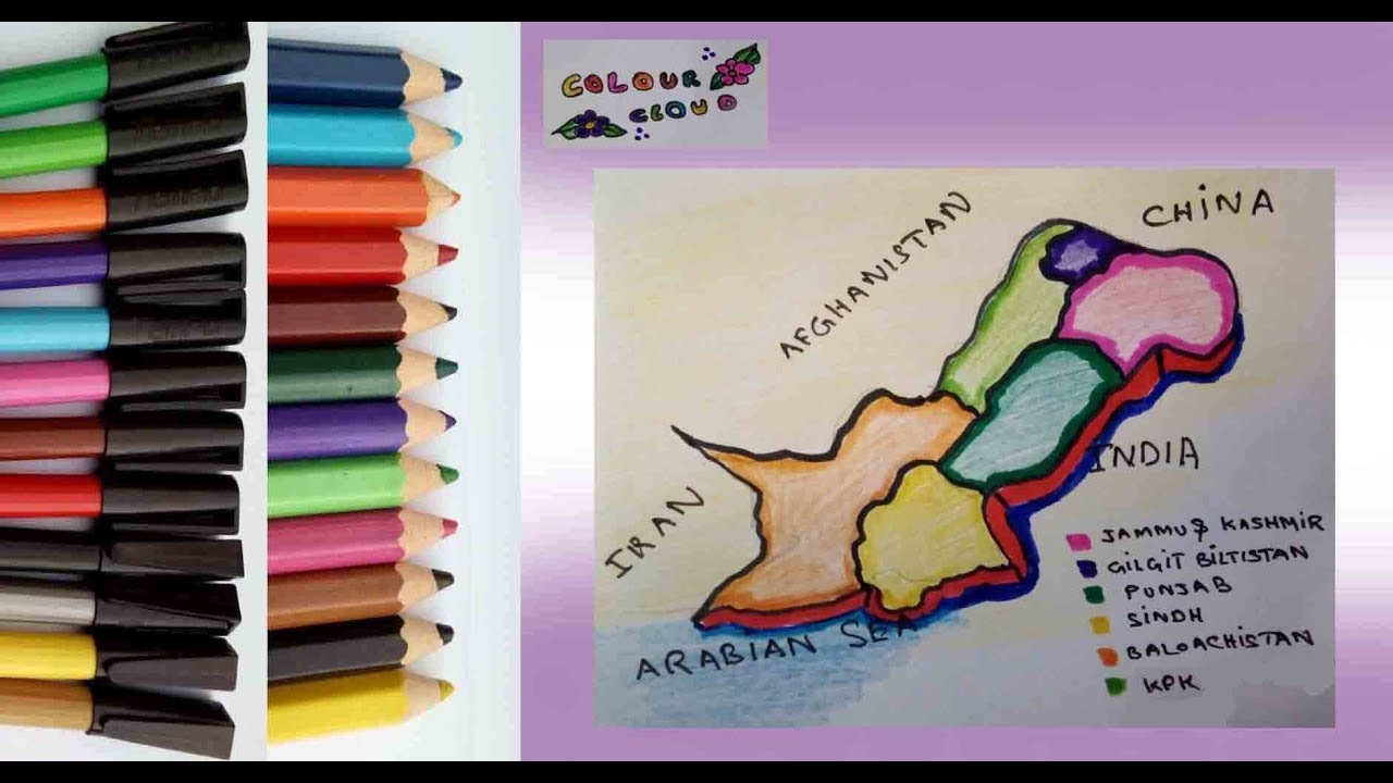 how to draw pakistan map by province divisions with colourful legends ...