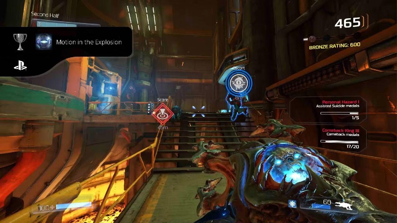 DOOM PS4 Motion in the Explosion Trophy - YouTube