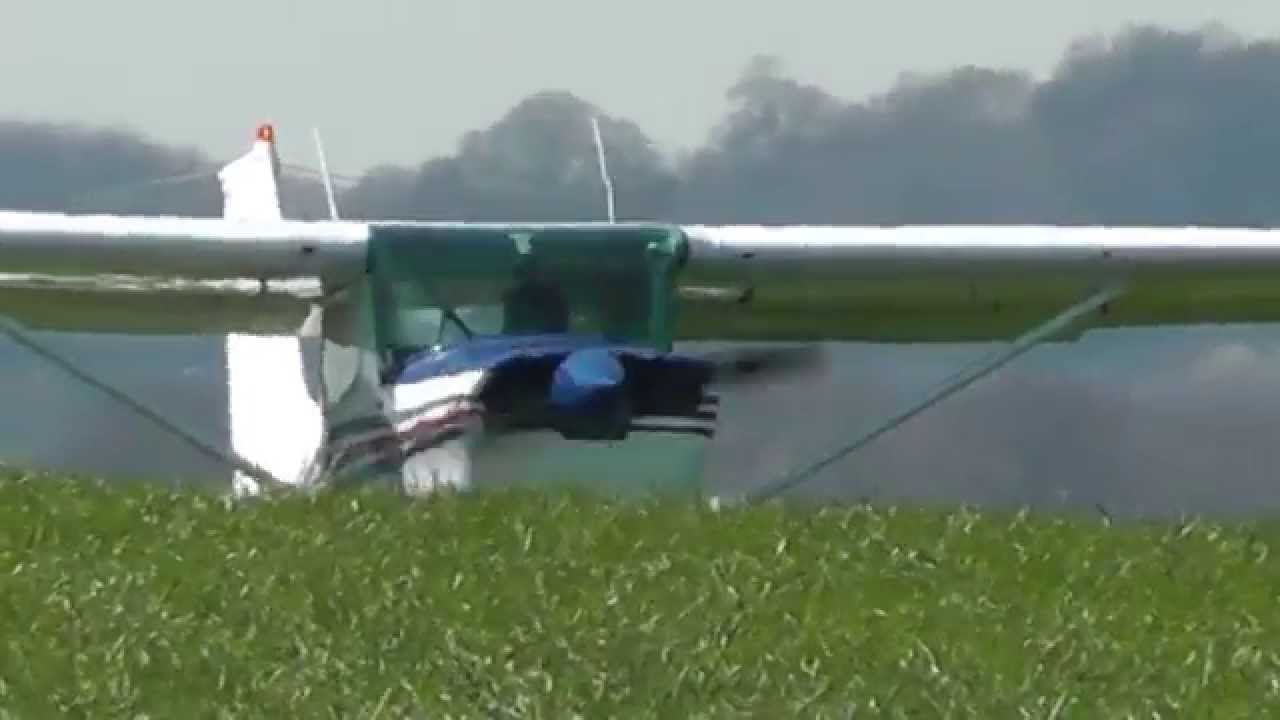 Cessna 150 forced landing in field - short field take off. Jump to 4:30 ...