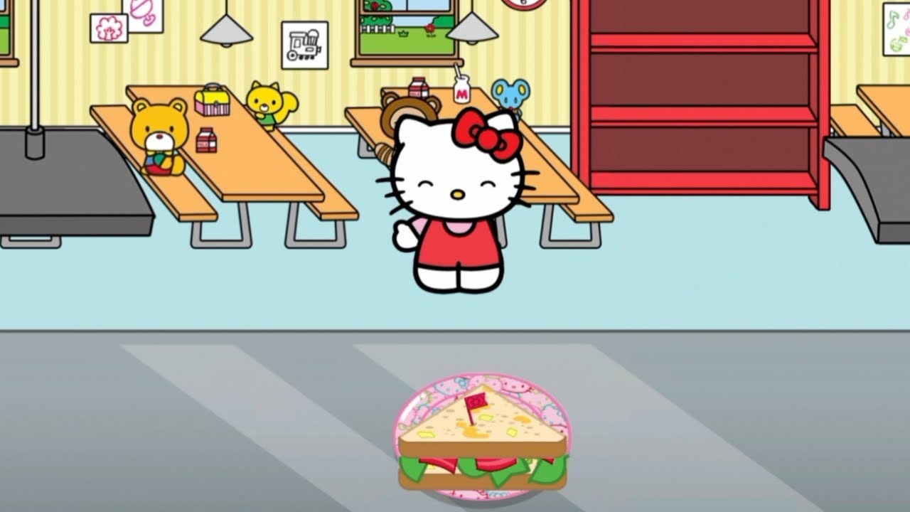 HELLO KITTY MAKES SANDWICH BACON AND VEGETABLES FOR HER LUNCH II Hello ...