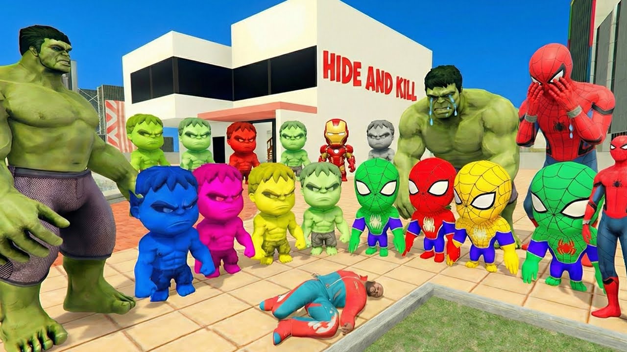 Franklin Playing (HIDE AND KILL) Little Hulk Baby vs Little Spiderman ...