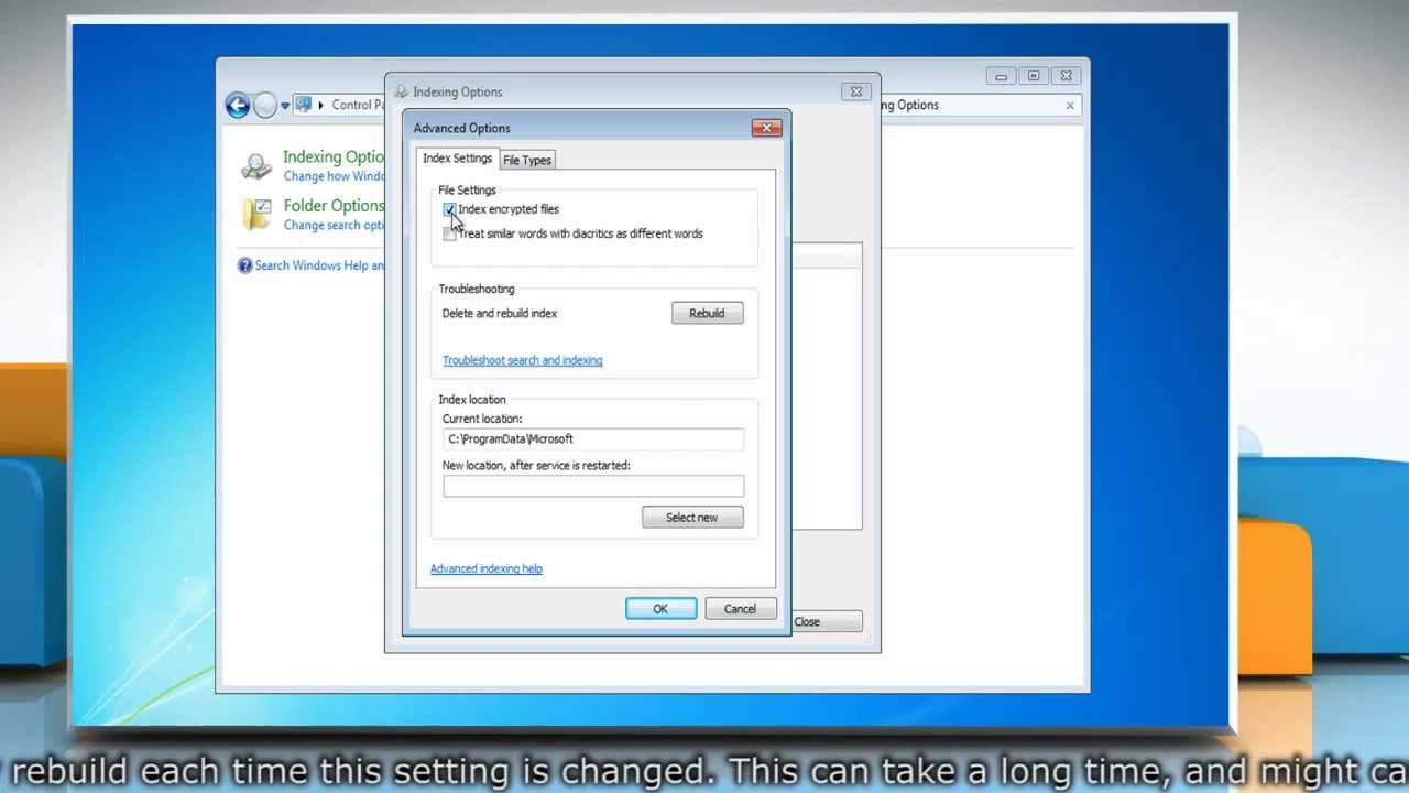 Windows® 7: Index encrypted files - YouTube