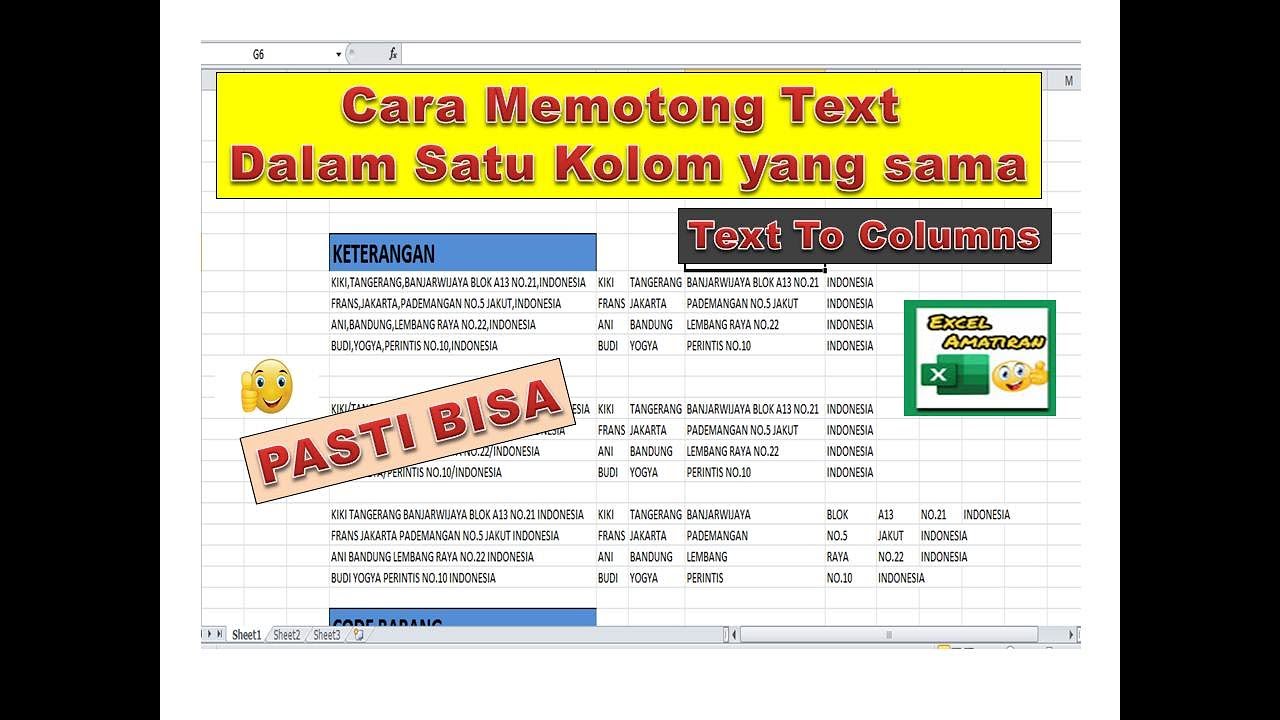 Cara Memotong Text Di Kolom Yang Sama - YouTube