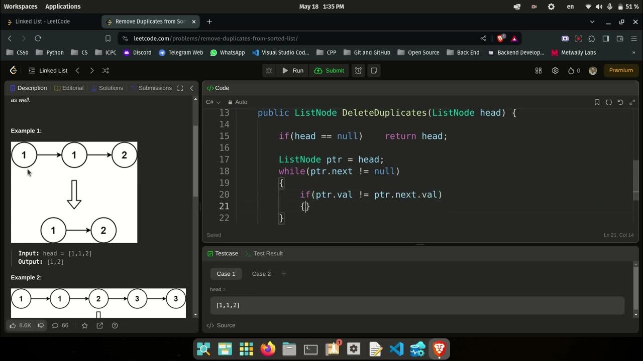 Problem Solving Leetcode Remove Duplicates From Sorted List Youtube