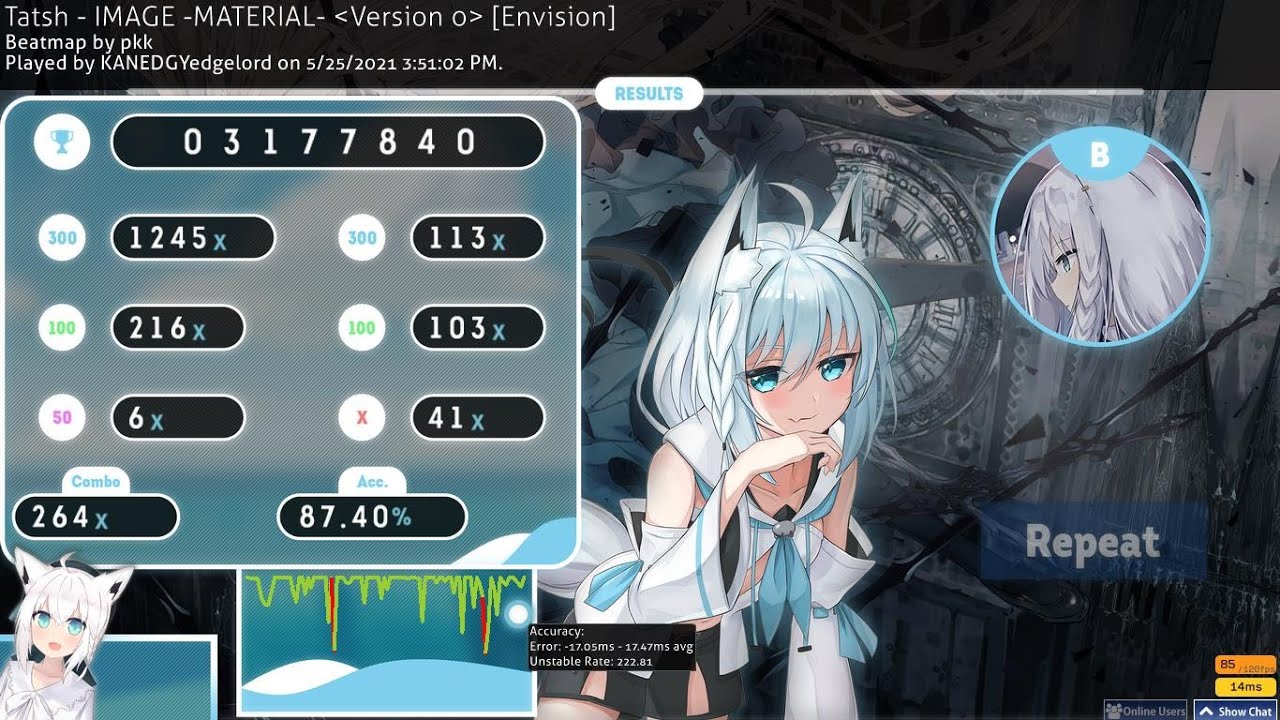 (osu!) IMAGE -MATERIAL- Version 0 - Tatsh | 264x Combo | 41 | 87.40% ...