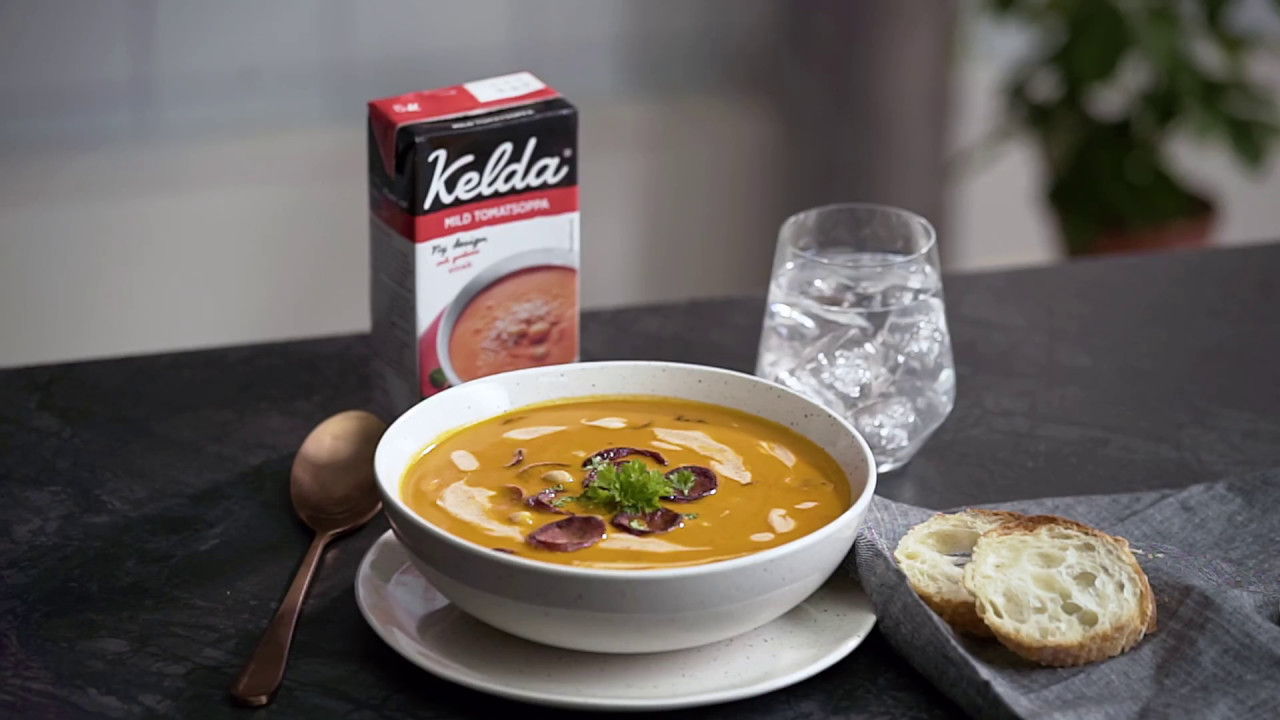 Tomat- och chorizosoppa | Kelda - YouTube