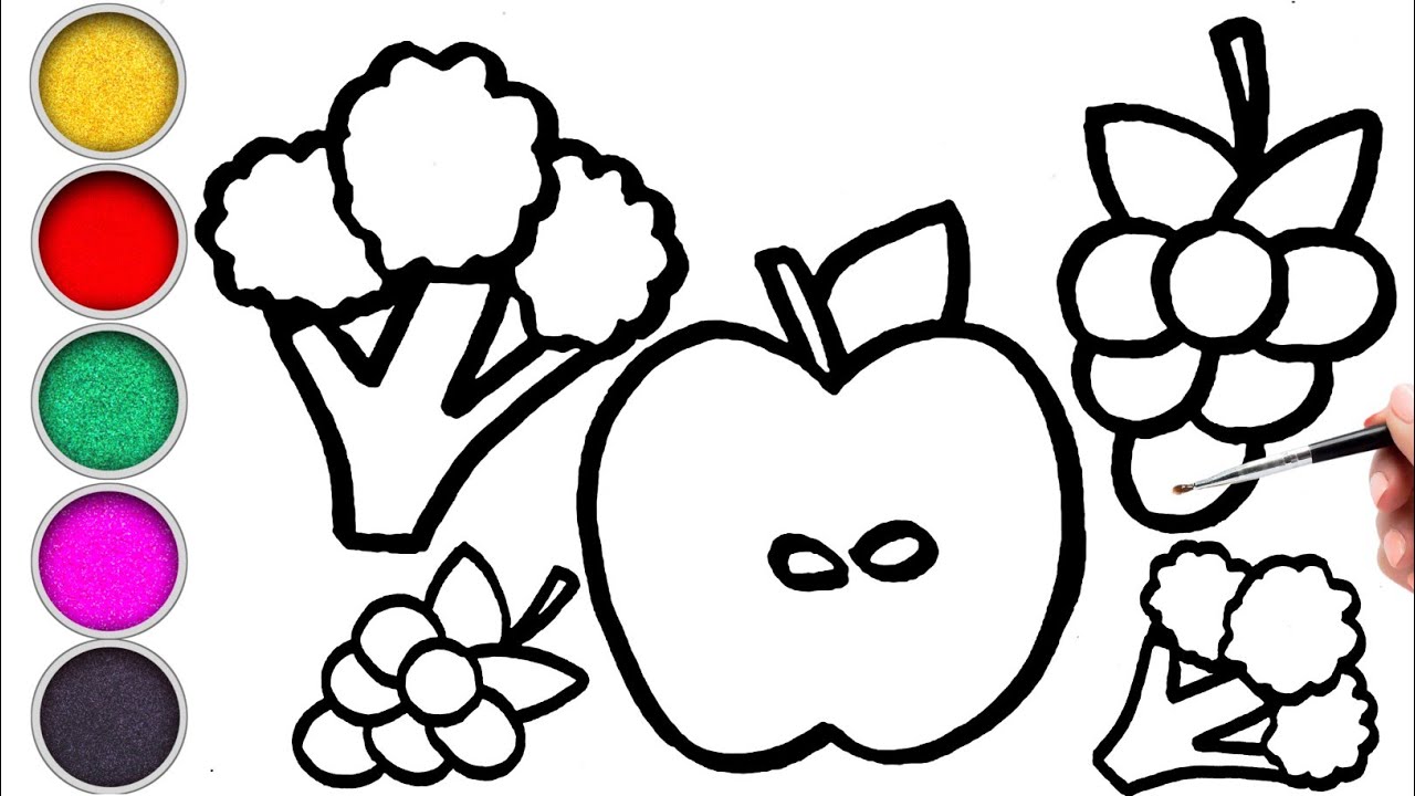 Vegetables and Fruits Drawing for Kids | How to Draw Fruits | How to ...