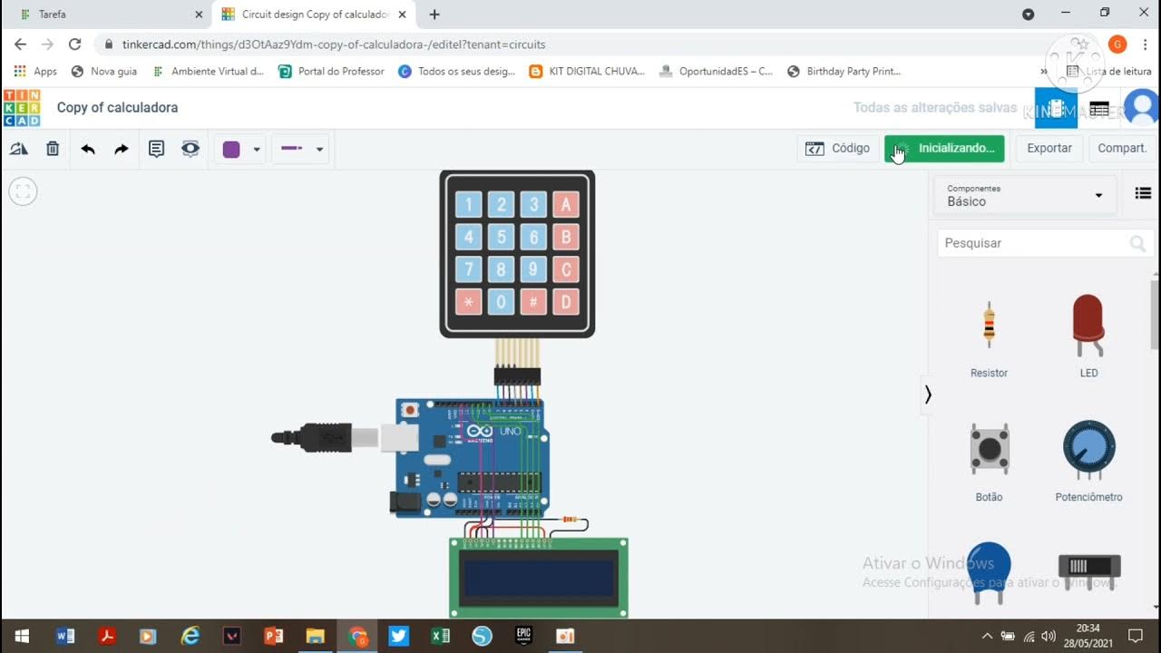 Simulação do circuito da calculadora no Tinkercad - YouTube