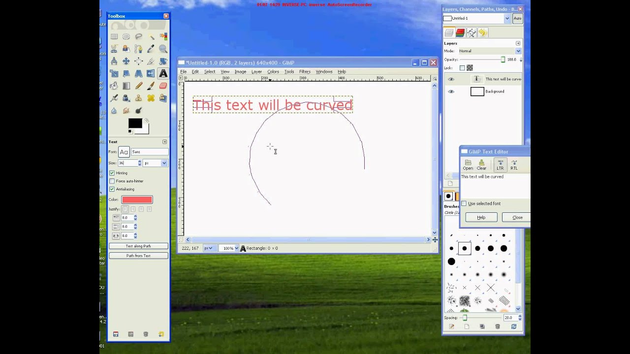 Gimp curved and outlined text mini tutorial - YouTube
