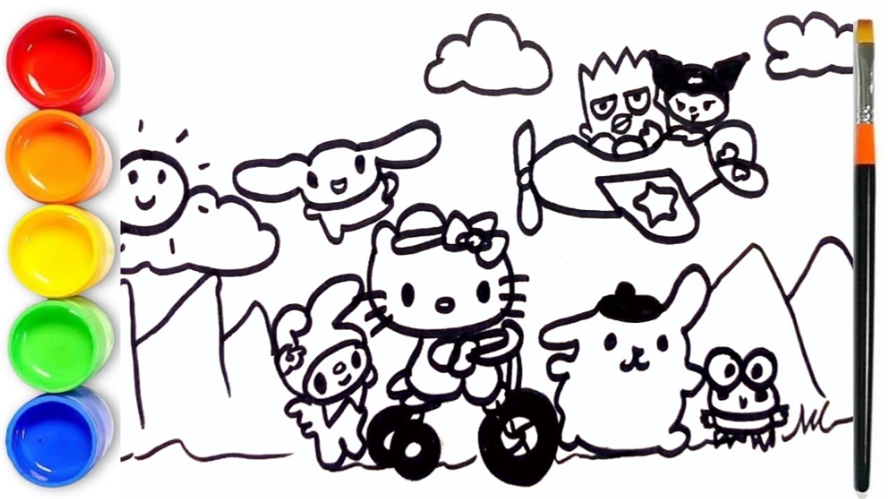 How to draw Hello Kitty and Her Friends - YouTube