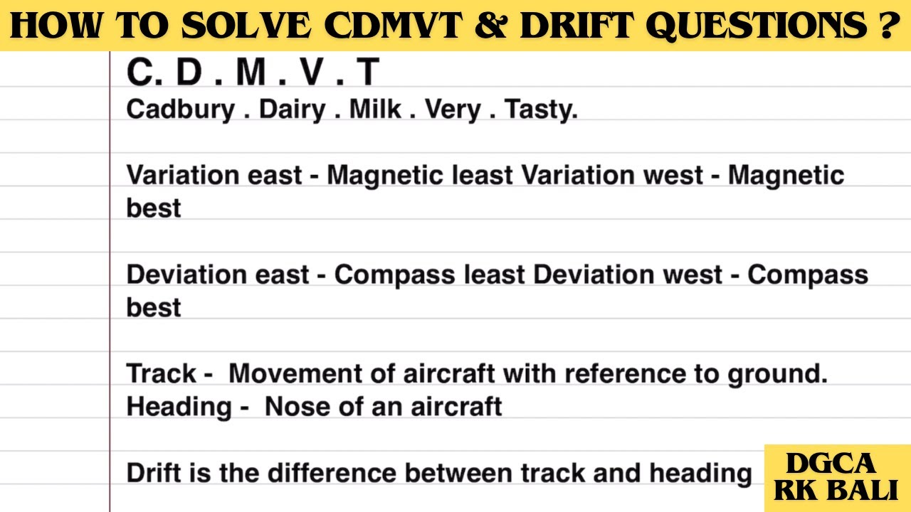 How to solve cdmvt & Drift questions? | Chapter 6 | Air Navigation | # ...