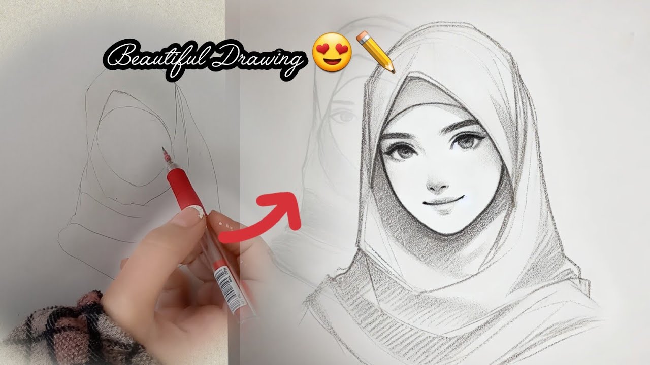 Muslim girl drawing| hijab girl drawing| easy drawing forbeginners|How ...