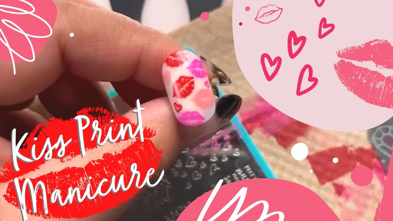 Kiss Lip Print Valentine Inspired Nail Art | 1-Minute Maniology - YouTube