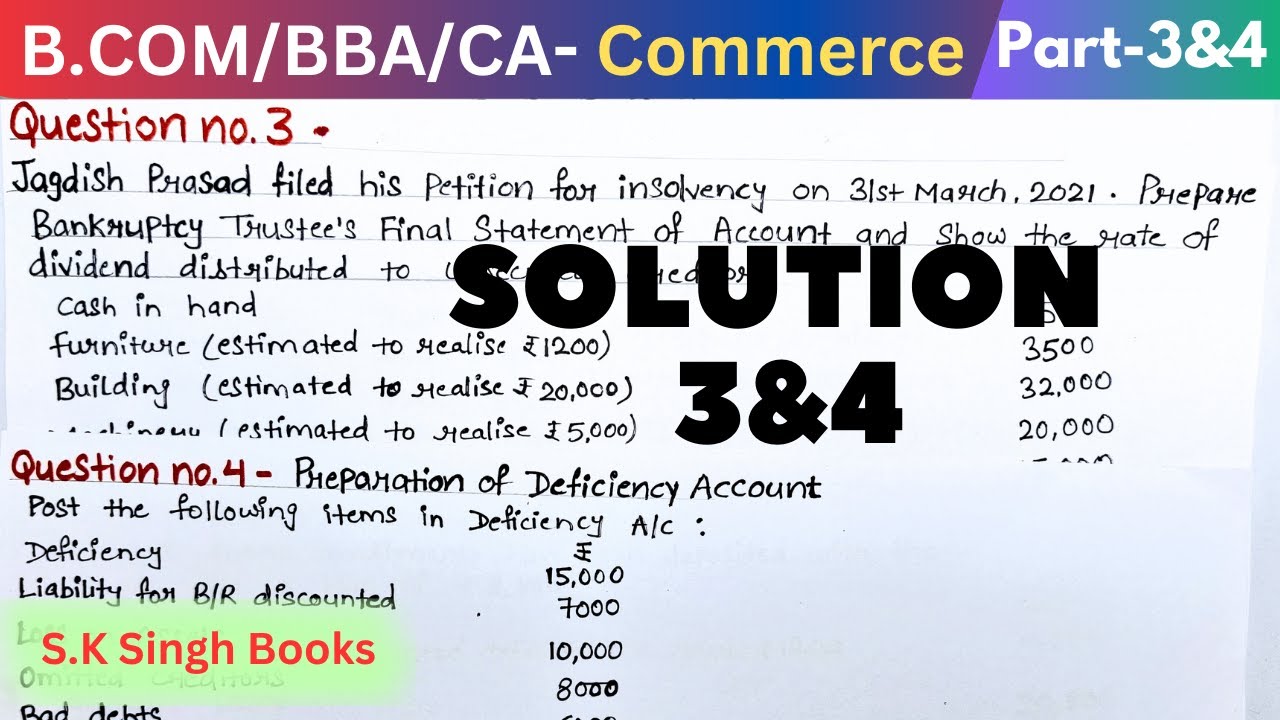Insolvency Account Preparation of Deficiency Account || Question 3 & 4 ...
