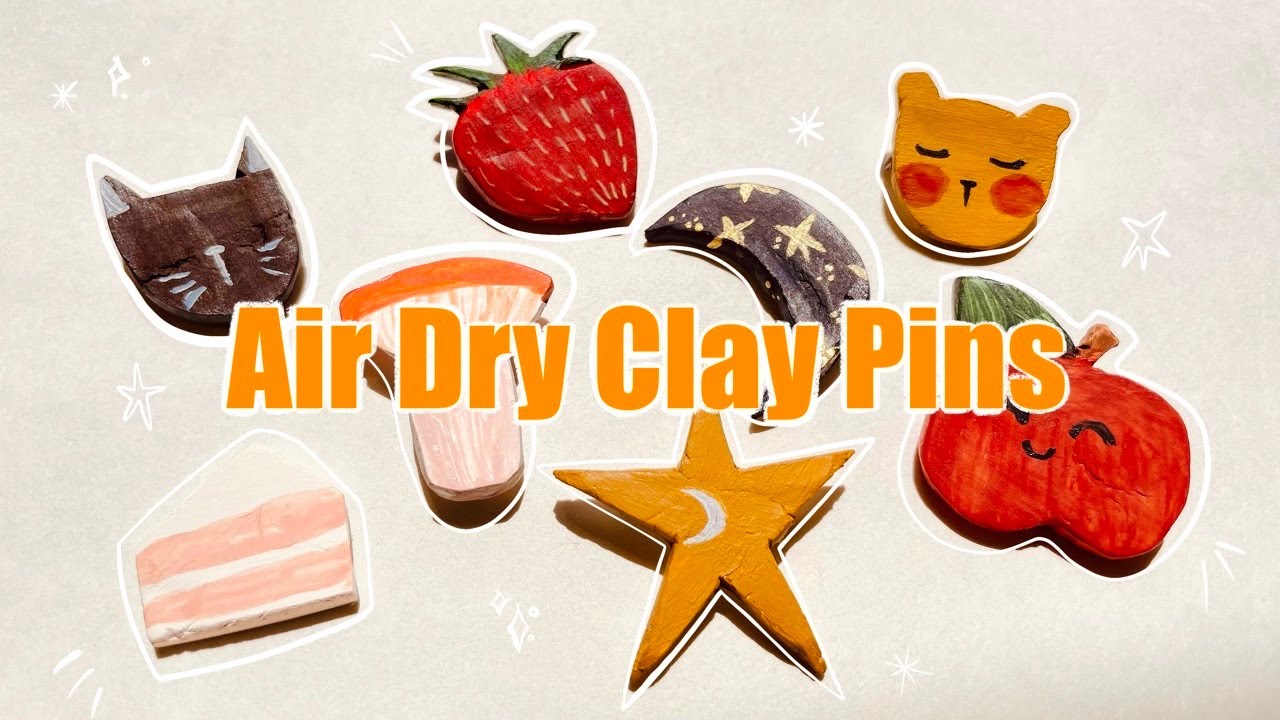 DIY Clay Pins | Make Cute Clay Pins with Air Dry Clay ☆ - YouTube