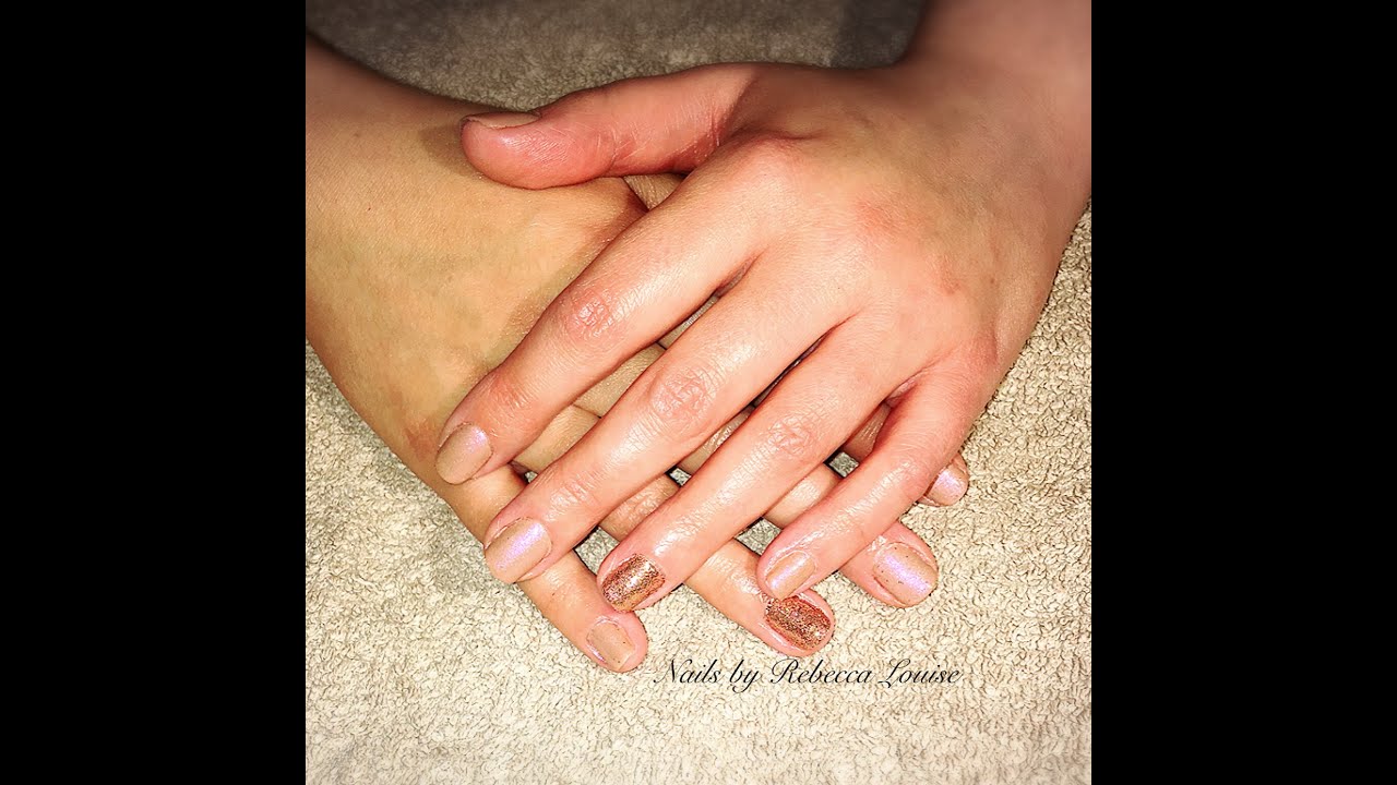 Natural Sparkle Nails Tutorial with CND Shellac & Lecente Glitter - YouTube