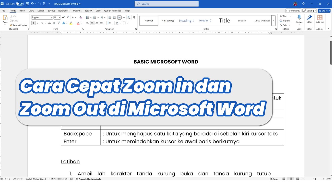 Cara cepat zoom in dan zoom out di Microsoft Word - YouTube