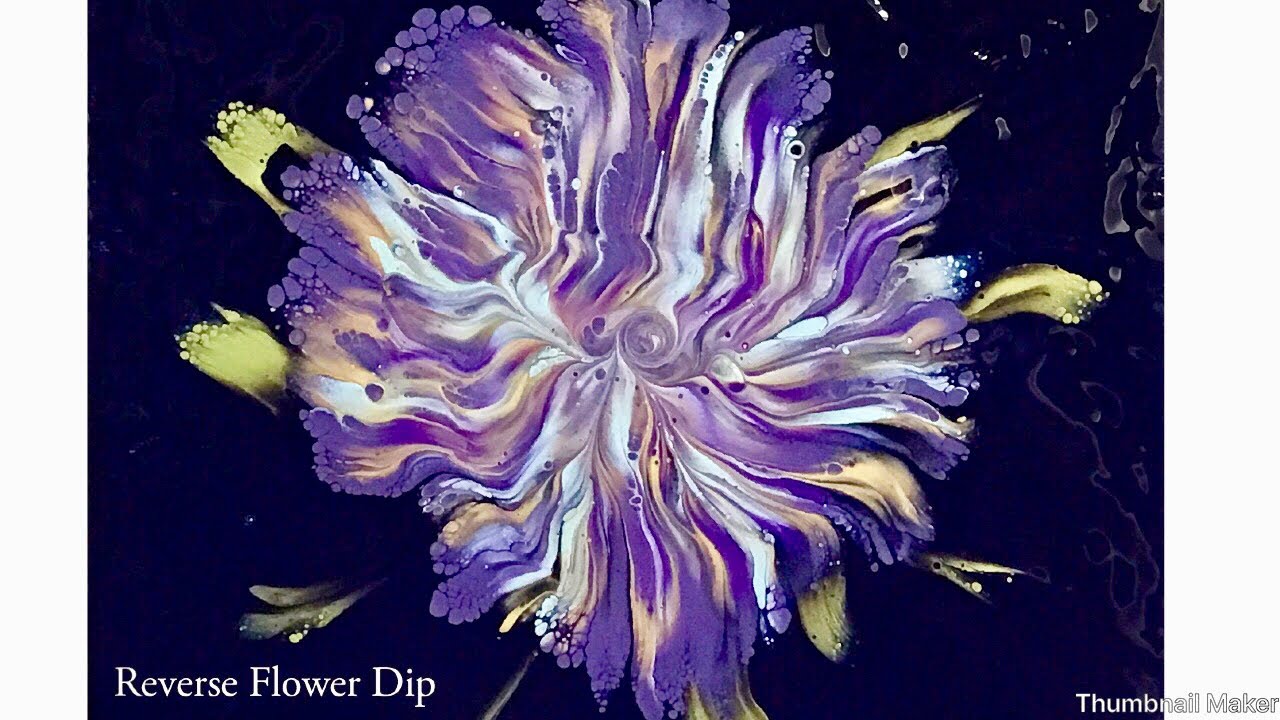 (292) Reverse Flower Dip, Acrylic Paint Pouring Painting - YouTube