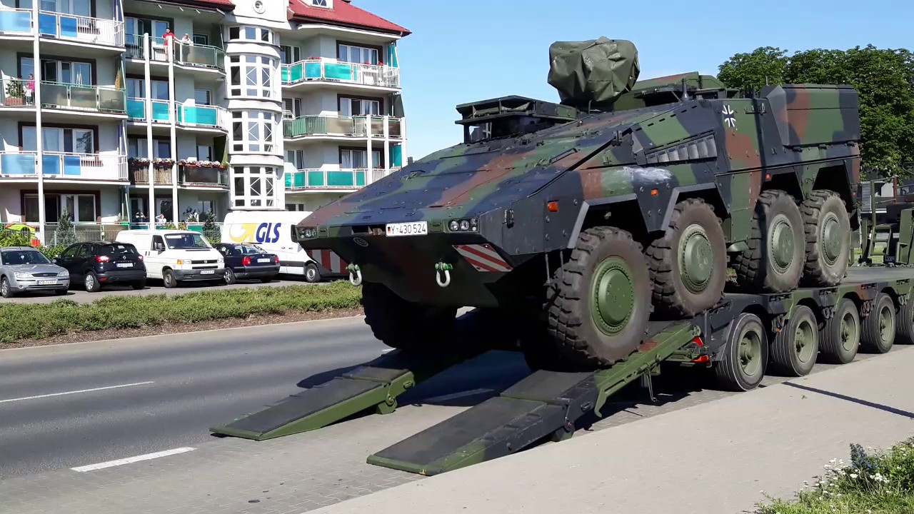 German armoured vehicle (GTK Boxer) rolling of Transport at JFTC ...