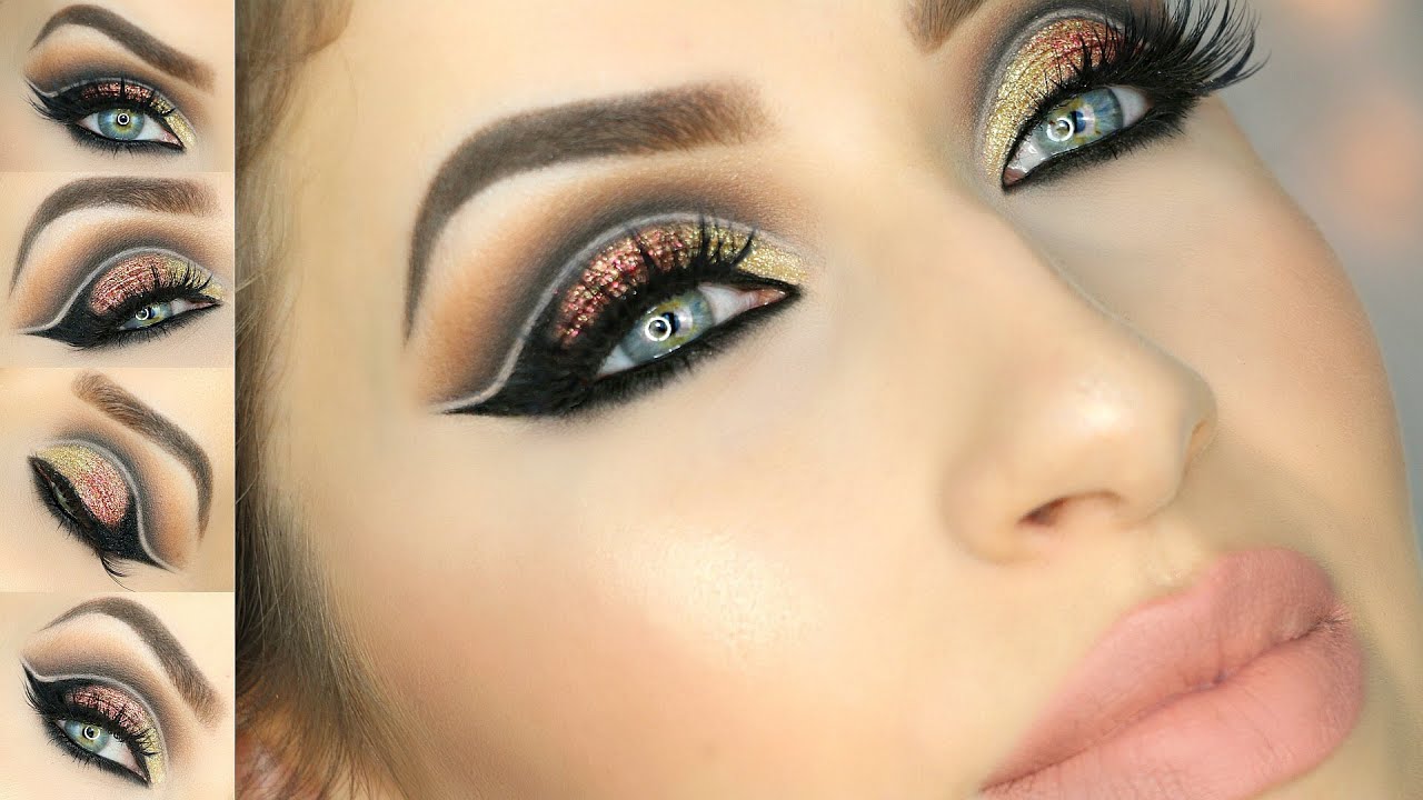 Glitter Double CUT CREASE Makeup Tutorial | MakeupByEmilly (Côncavo marcado com Glitter) - YouTube