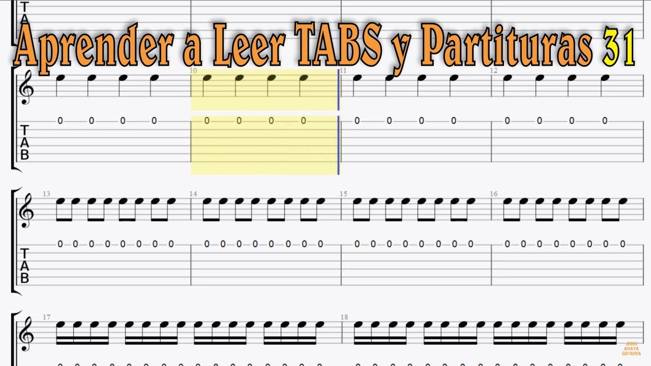 Aprender a Leer Tablaturas TABS y Partituras - Ejercicio 31 y PDF ...