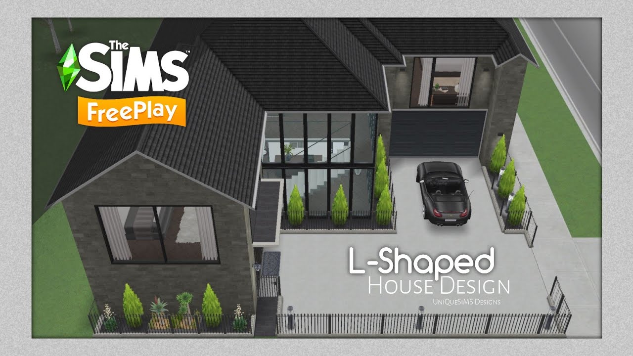 MODERN L-SHAPED HOUSE DESIGN | 3 BEDROOMS | The Sims FreePlay | House ...