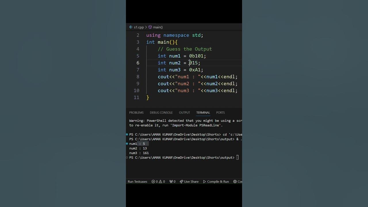 S1 Guess The Output Binary Decimal Hex Octal Conversion C C Amancoder Cprogrmming