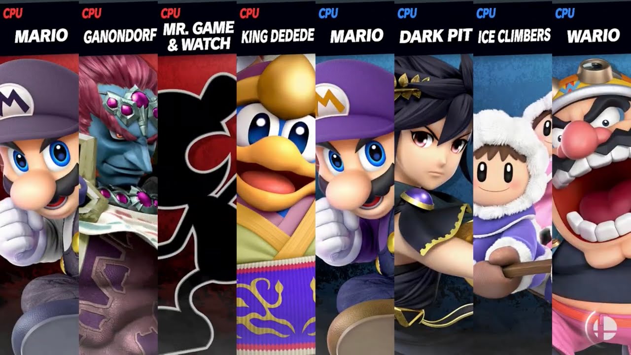 Super Smash Bros. Ultimate - Team Mario (Black) vs Team Mario (Purple ...
