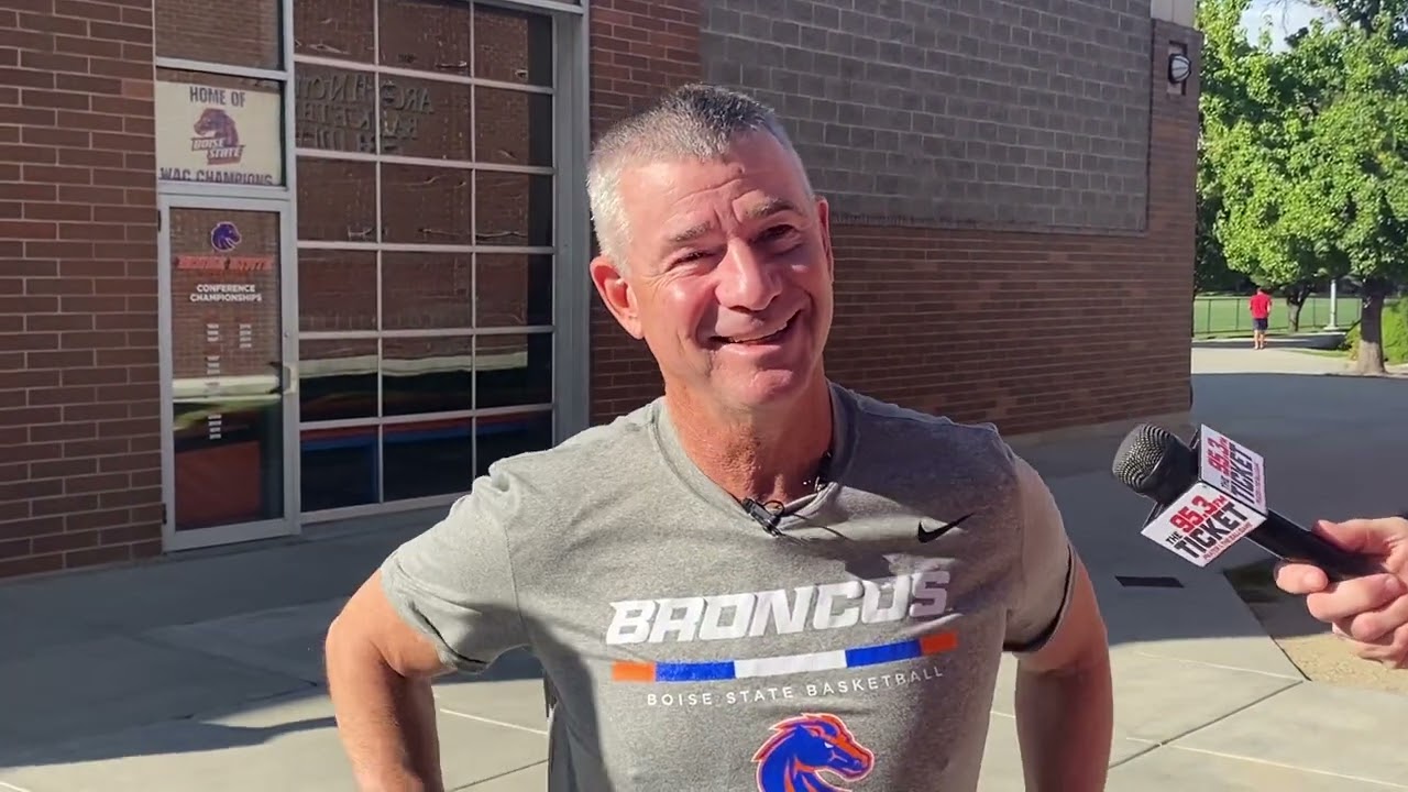 Boise State basketball coach Leon Rice on the first official day of ...