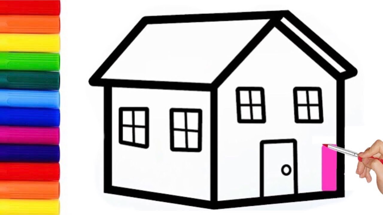 🏠 How to Draw a House | Easy Drawing, Painting & Coloring | Step by ...