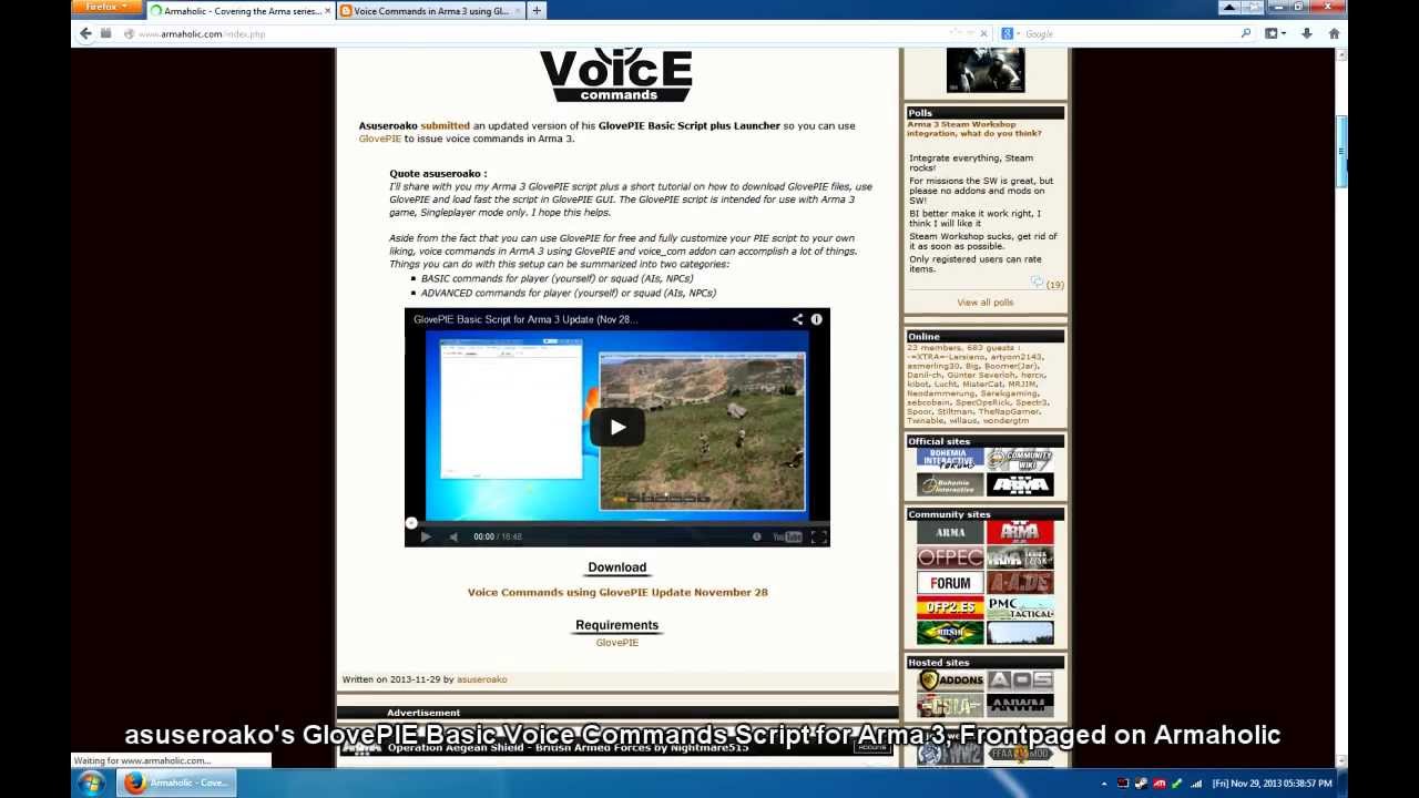 GlovePIE Basic Script for Arma 3 on Armaholic - YouTube