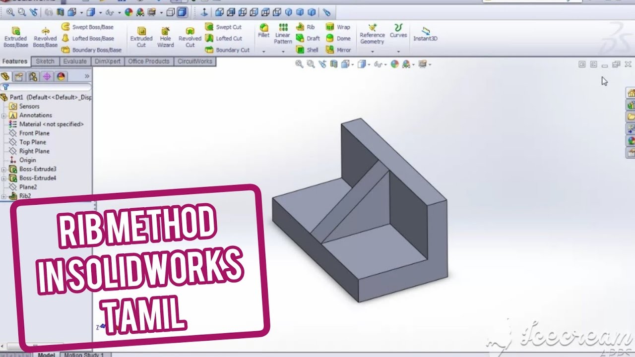 #Solidworks- Rib method in Tamil tutorial - YouTube