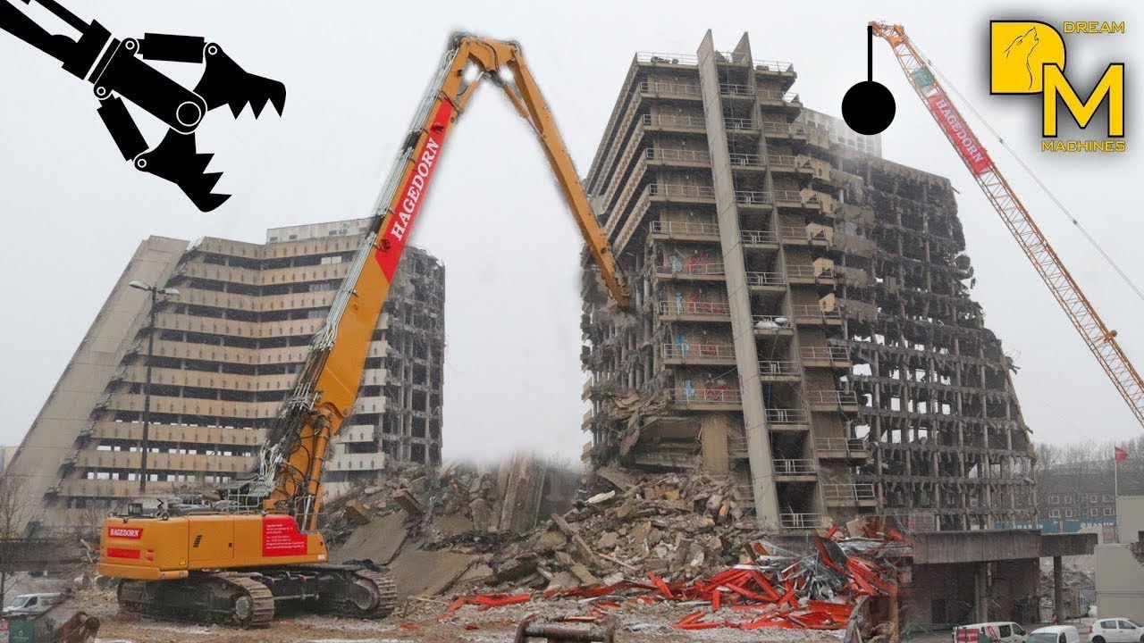 Mega BOOM !💥 Gebäude-Abbruch mit XXL Riesenbagger Liebherr R960 ...