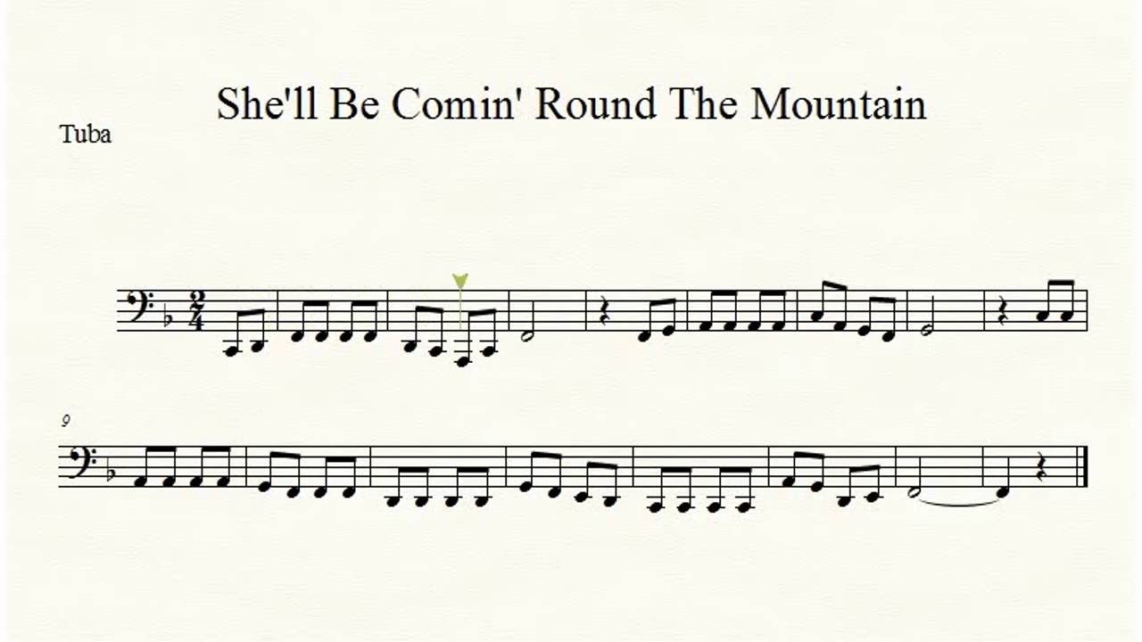 She'll Be Coming Round The Mountain Tuba Sheet Music - YouTube