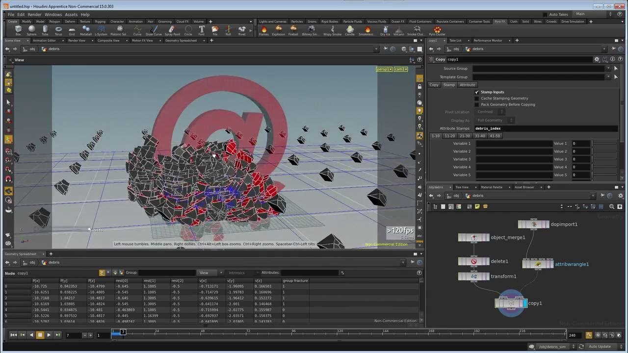 Houdini Font Crumble with Smoke and Debris Shards - YouTube