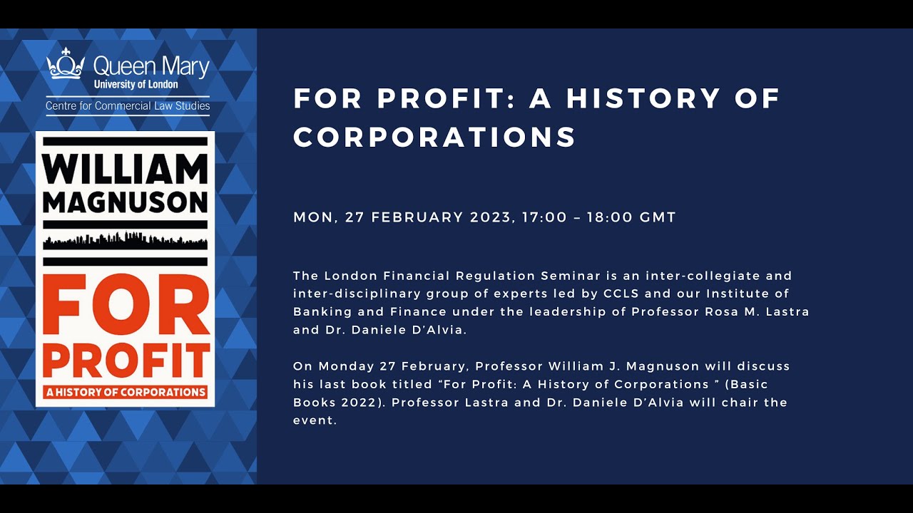 For Profit: A History of Corporations Discussion by William J. Magnuson ...