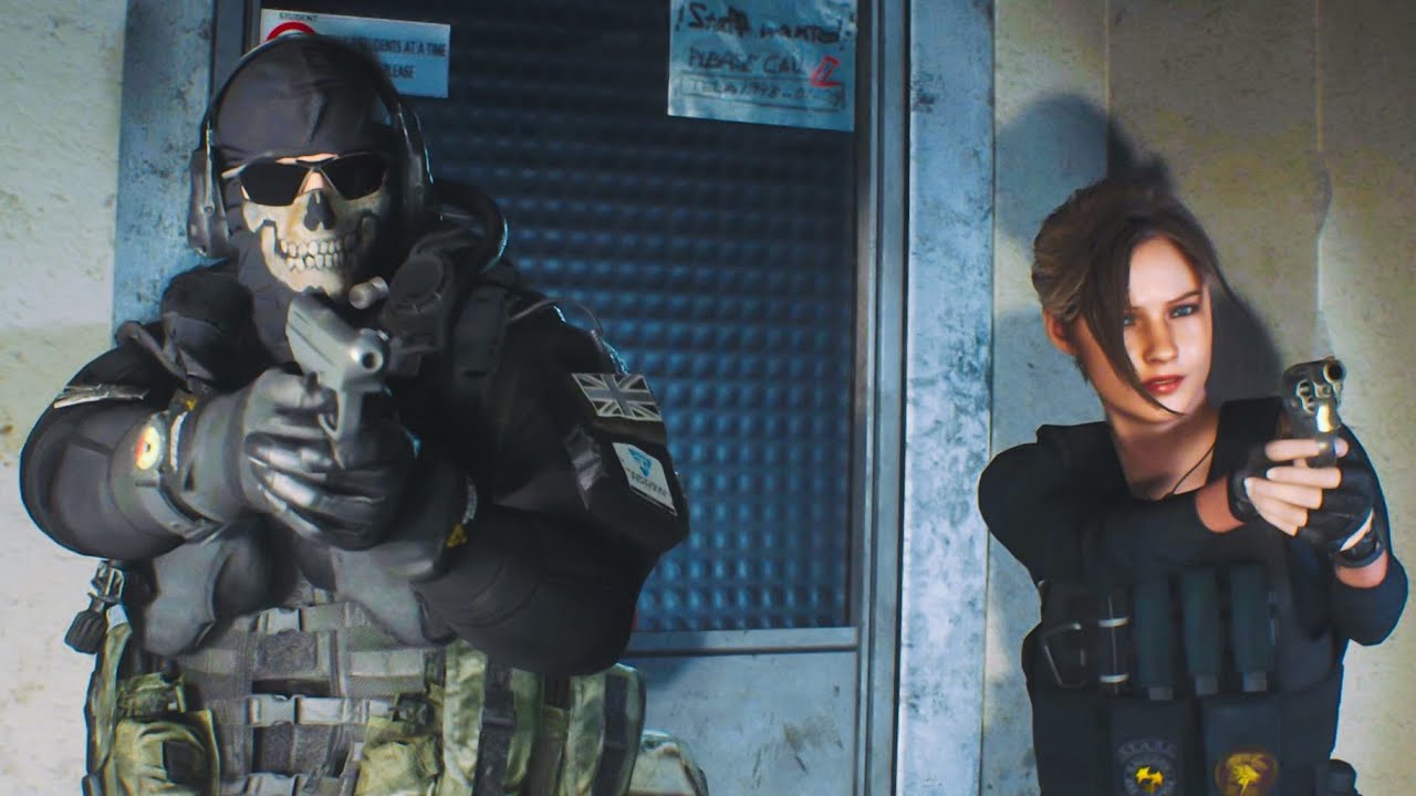 Resident Evil 2 Remake - Ghost (Call of Duty) & Claire Military Mod ...
