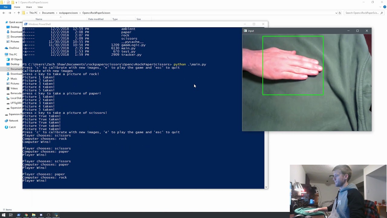 Rock Paper Scissors using OpenCV - YouTube