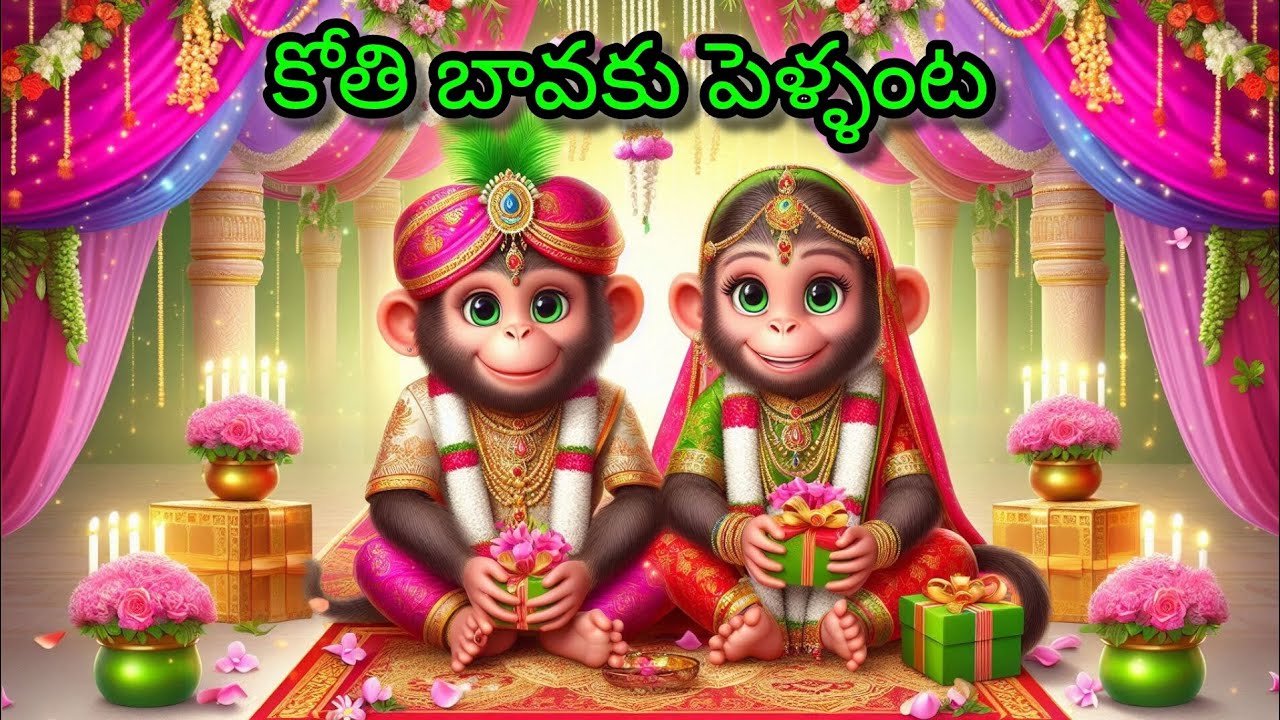 Kothi bava pellanta|కోతి బావకు పెళ్ళంట|telugu rhymes for kids |Banhi27 ...