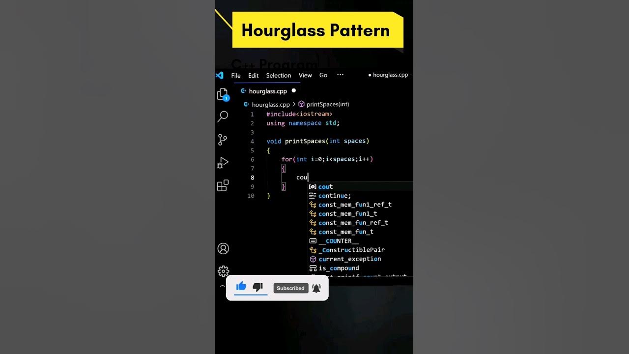 How To Printing Hourglass Pattern Using Cpp Code Leo Shorts Coding Programming Cpp Youtube