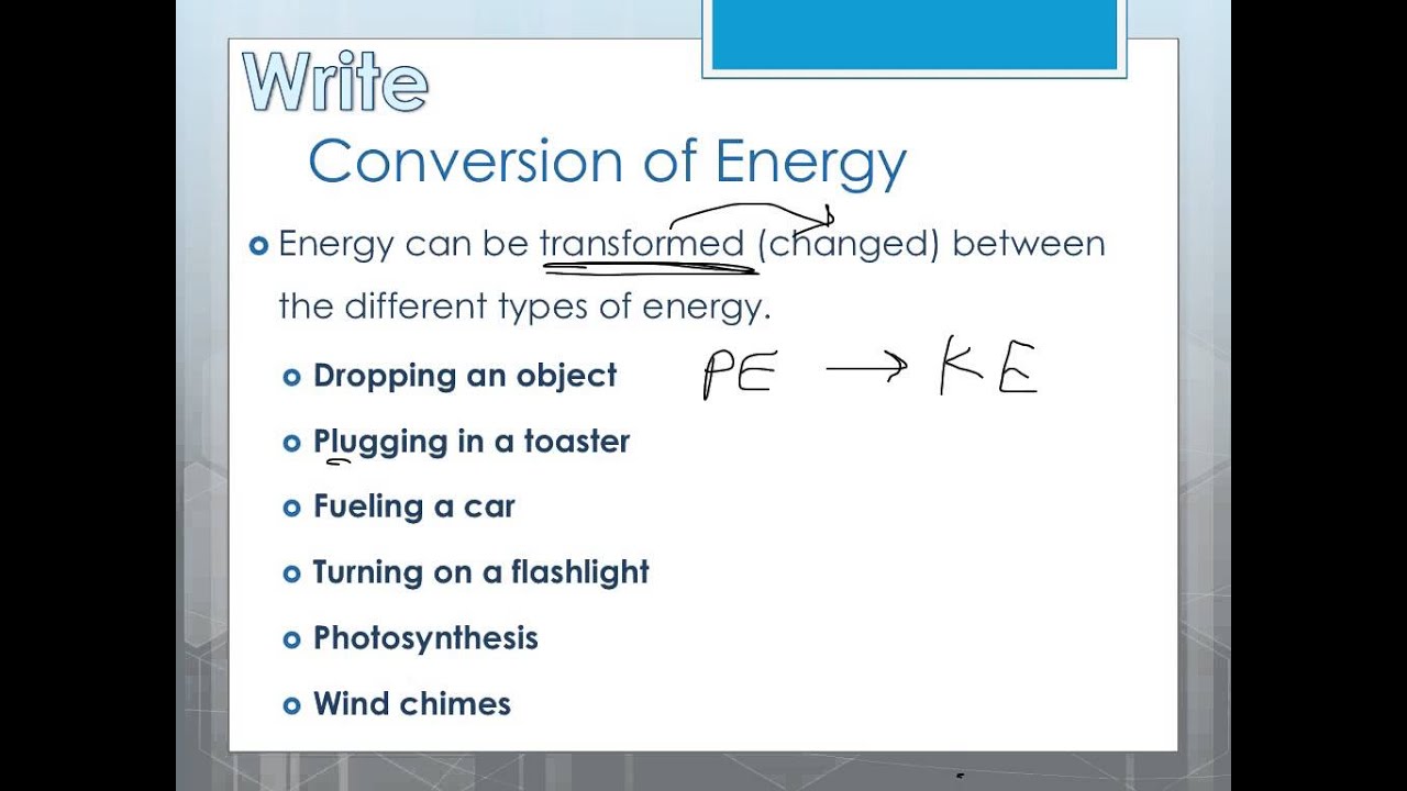 Unit 3, Day 1 - Conversion of Energy - YouTube