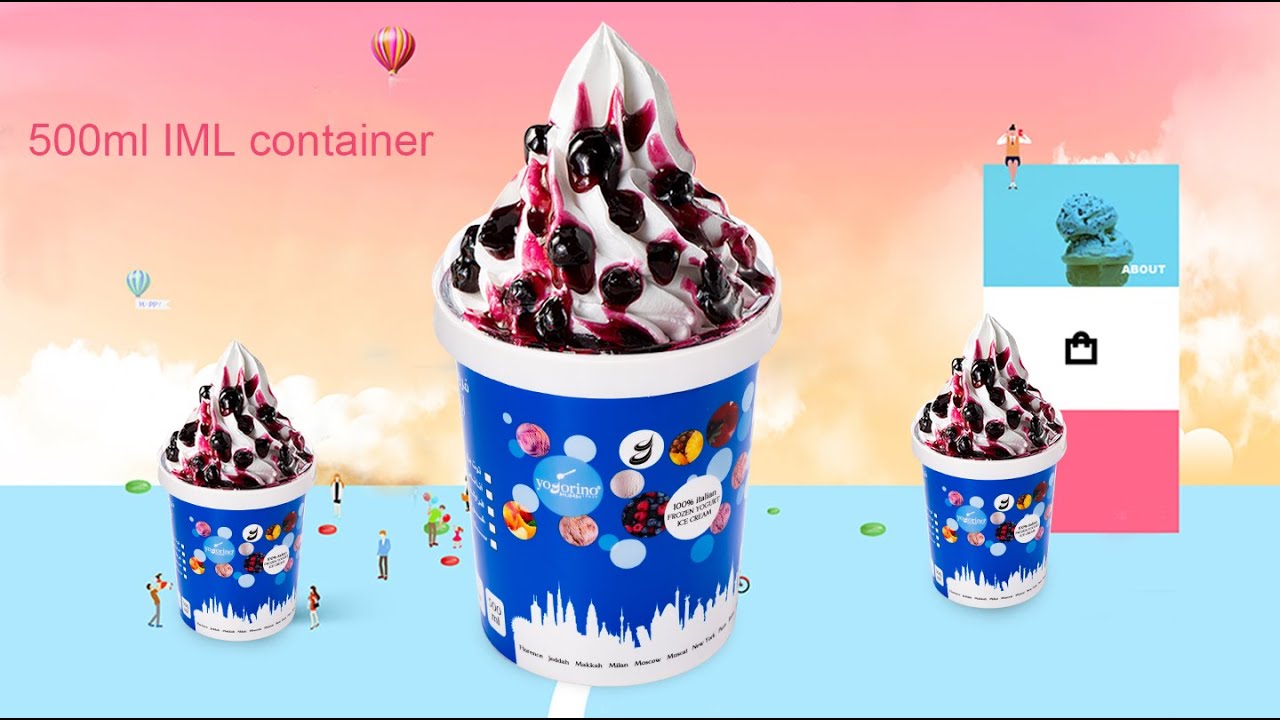 500ML IML round food ice cream container - YouTube