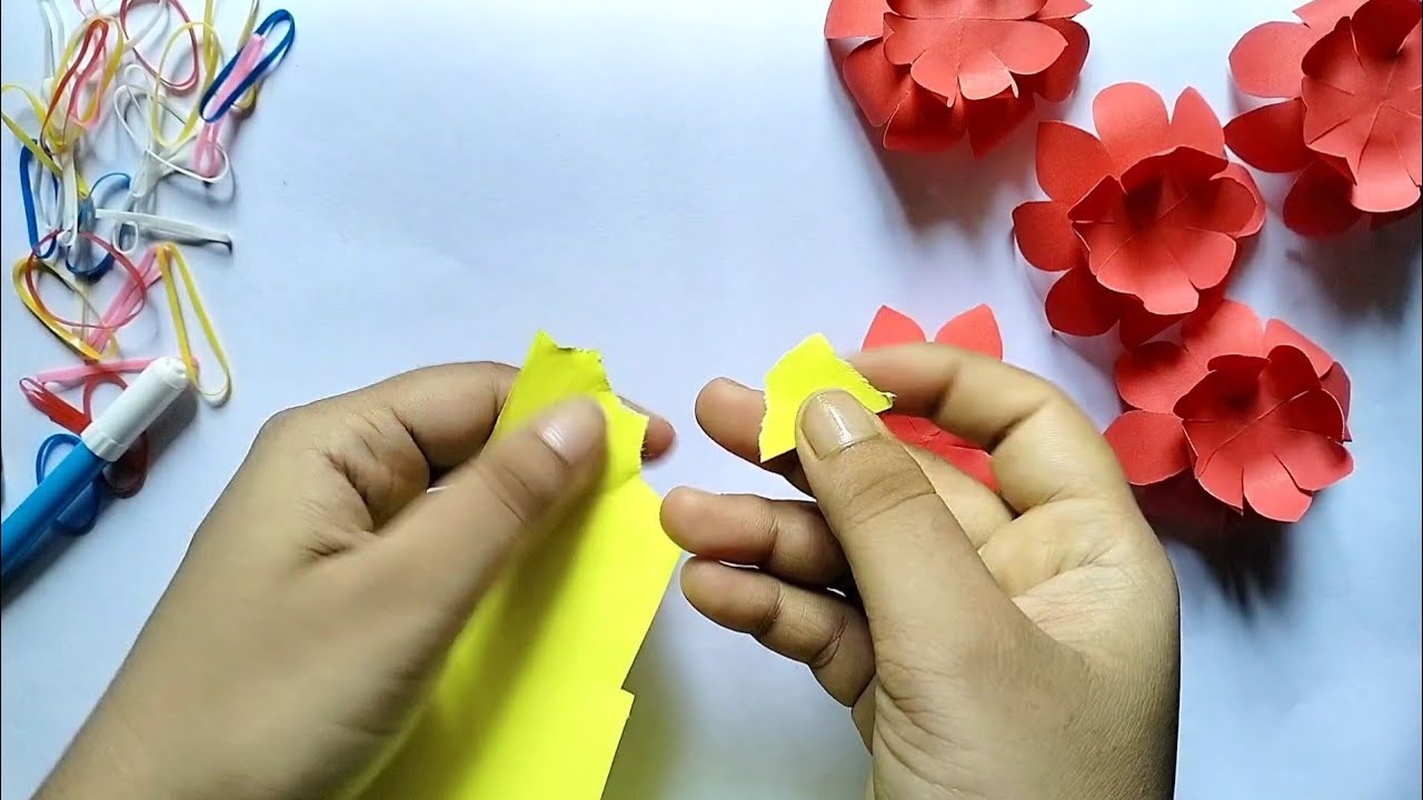 Beautiful 😍 Origami Red Flower Making - YouTube