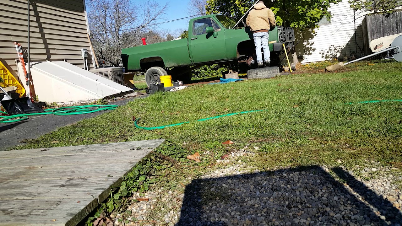 1984 Square Body Big Block 454 3" open headers 4x4 1st start 2020 - YouTube