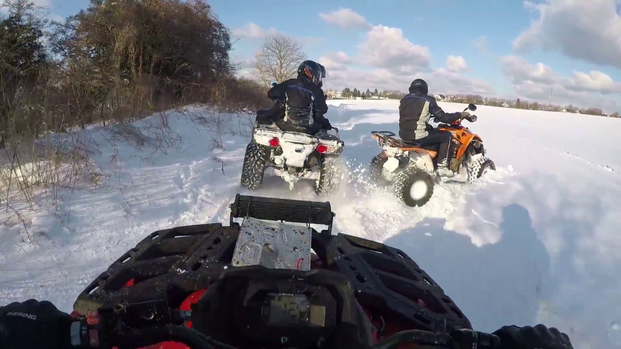 Polaris Sportsman & Can-Am Outlander playing in the snow - YouTube