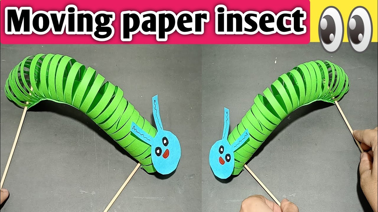 How to make moving paper toy | diy paper moving insect | Paper craft ...