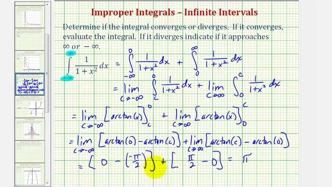 Ej 3: Integral impropia - Intervalo infinito (-inf, + inf) - YouTube