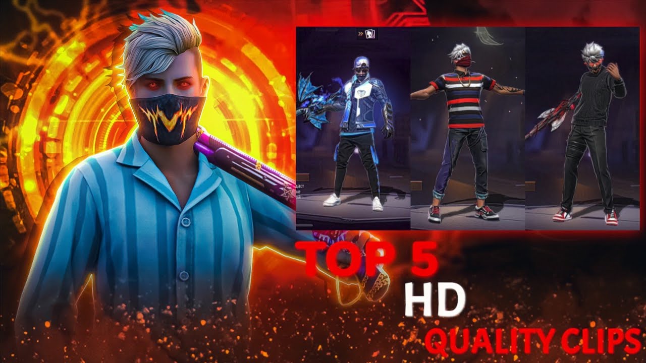 TOP 5 HD QUALITY CLIPS || FF CLIPS FOR EDITING 💥 TOP 5 EMOTES, TOP 5 HD ...