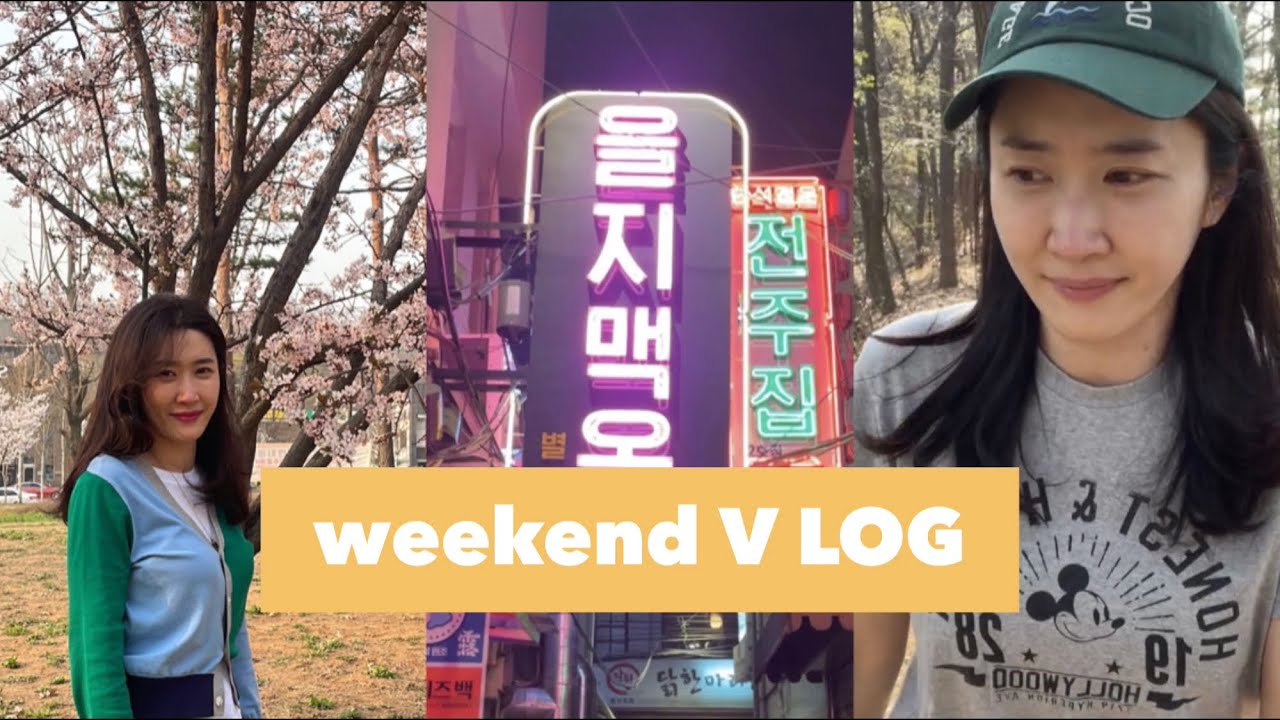 Vlog 직장인브이로그 주말일상 벚꽃놀이 을지로3가 선셋레코드 컴젠 기흥역등산 구갈레스피아 직장인브이로그