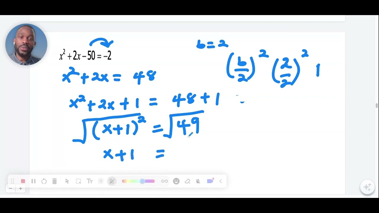 77. Solving Quadratic Equations by Completing the Square Explained Part ...
